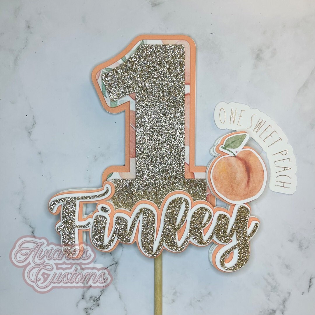 Custom 3D Peach Birthday Cake Topper , One Sweet Peach Birthday Cake ...