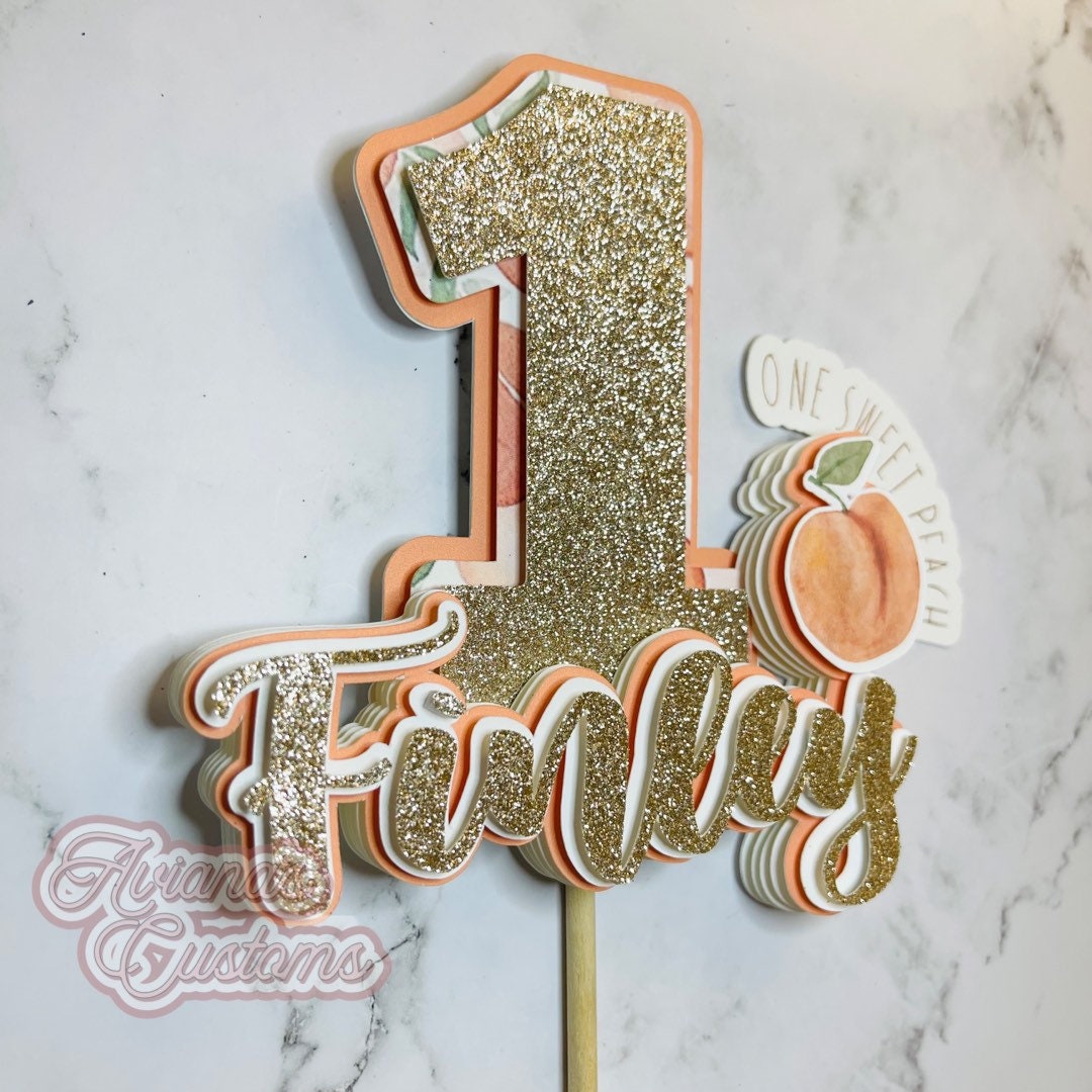Custom 3D Peach Birthday Cake Topper , One Sweet Peach Birthday Cake ...