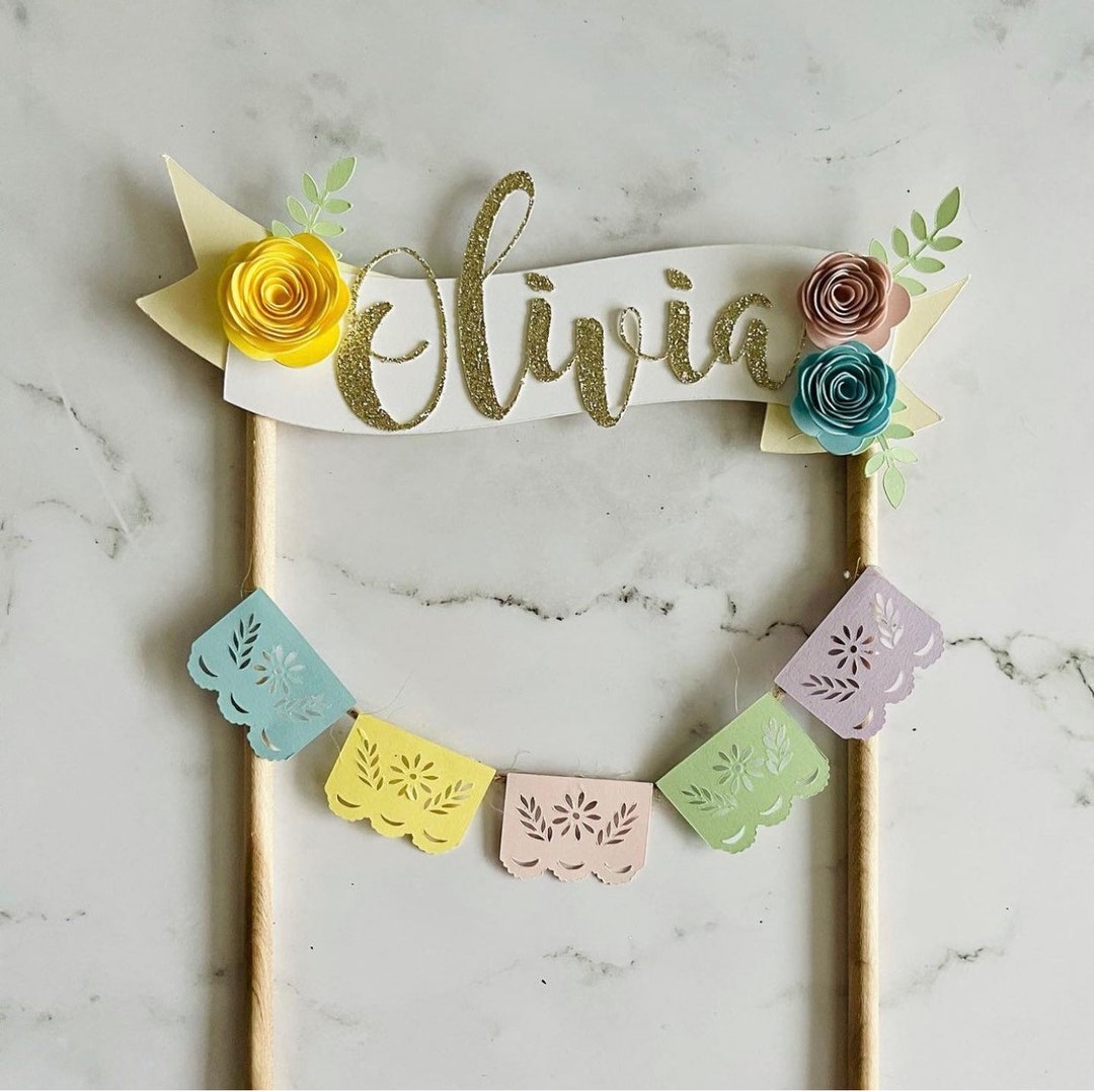 Custom Pastel Fiesta Cake Topper , Fiesta Birthday , Floral Fiesta Cake ...