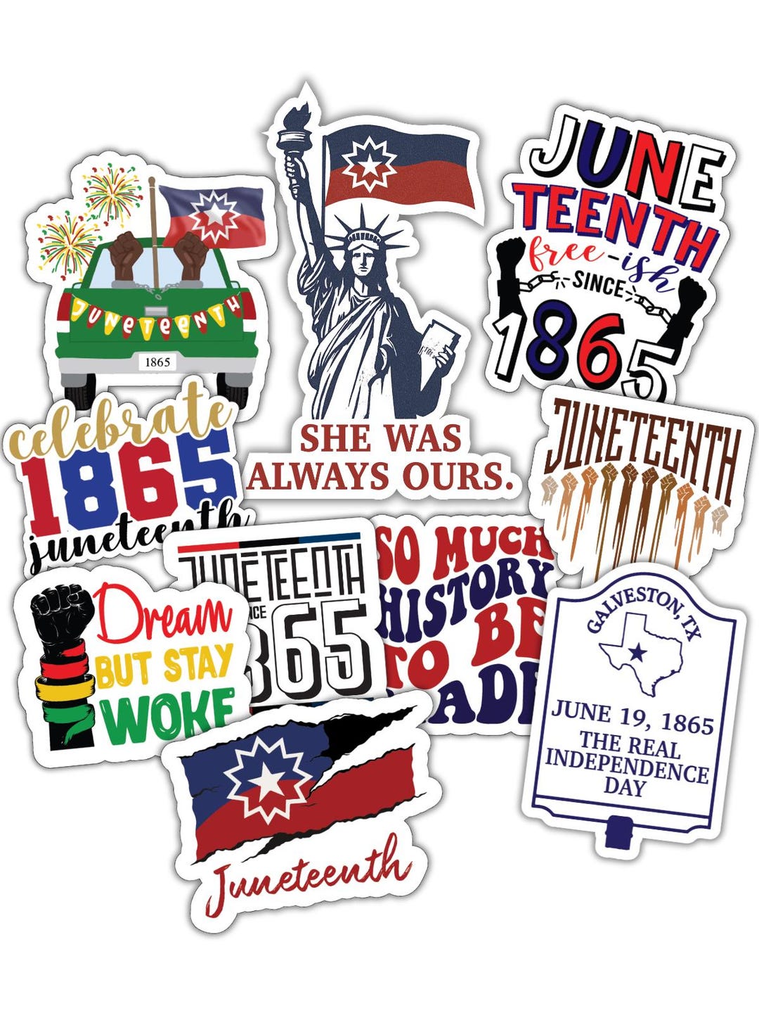 Juneteenth Sticker Pack | 10 Vinyl Black History Stickers | 1865 ...