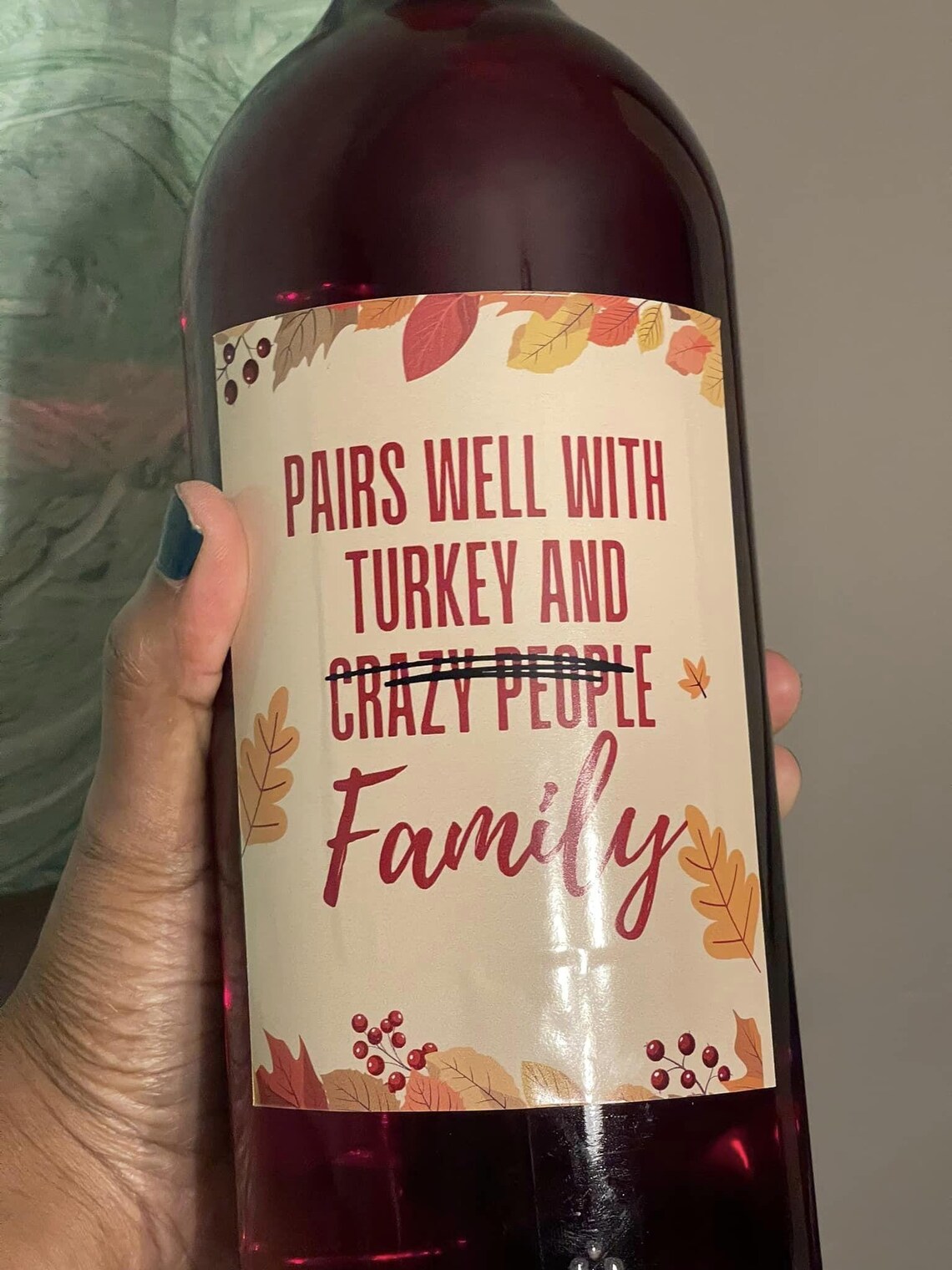 Thanksgiving Pick and Stick Wine Label | Pairs Well With Turkey and ...