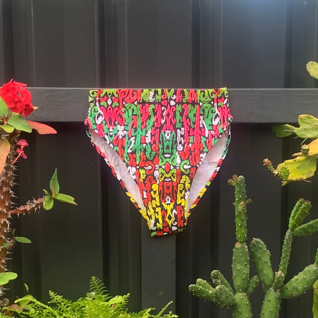 Vintage Dead Stock 80s Ultra Bright Neon Tropical 'tribal' High Waist ...