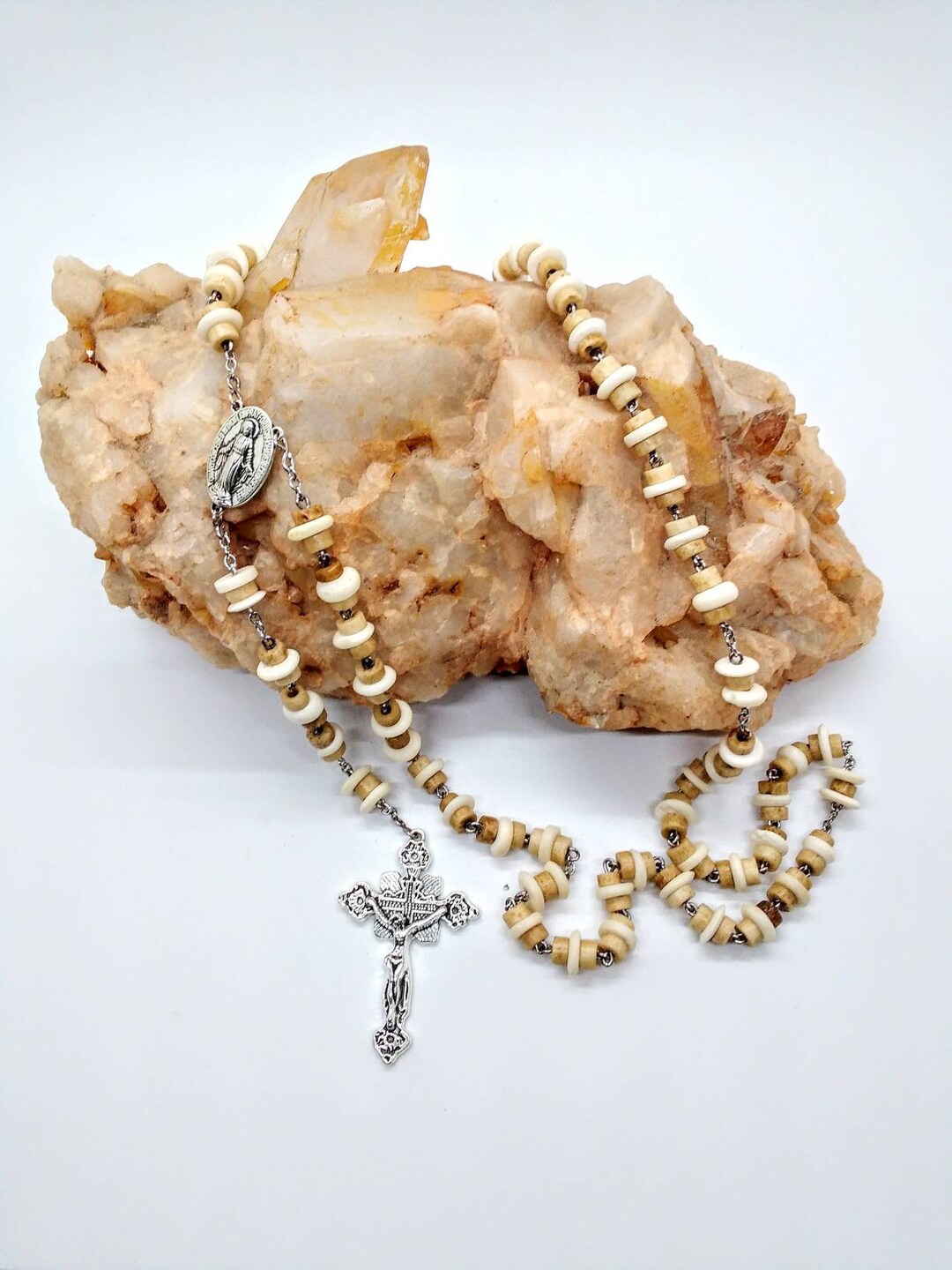 The Mid-century Modern Rosary: A 23-in Long Stacked Bone Bead ...