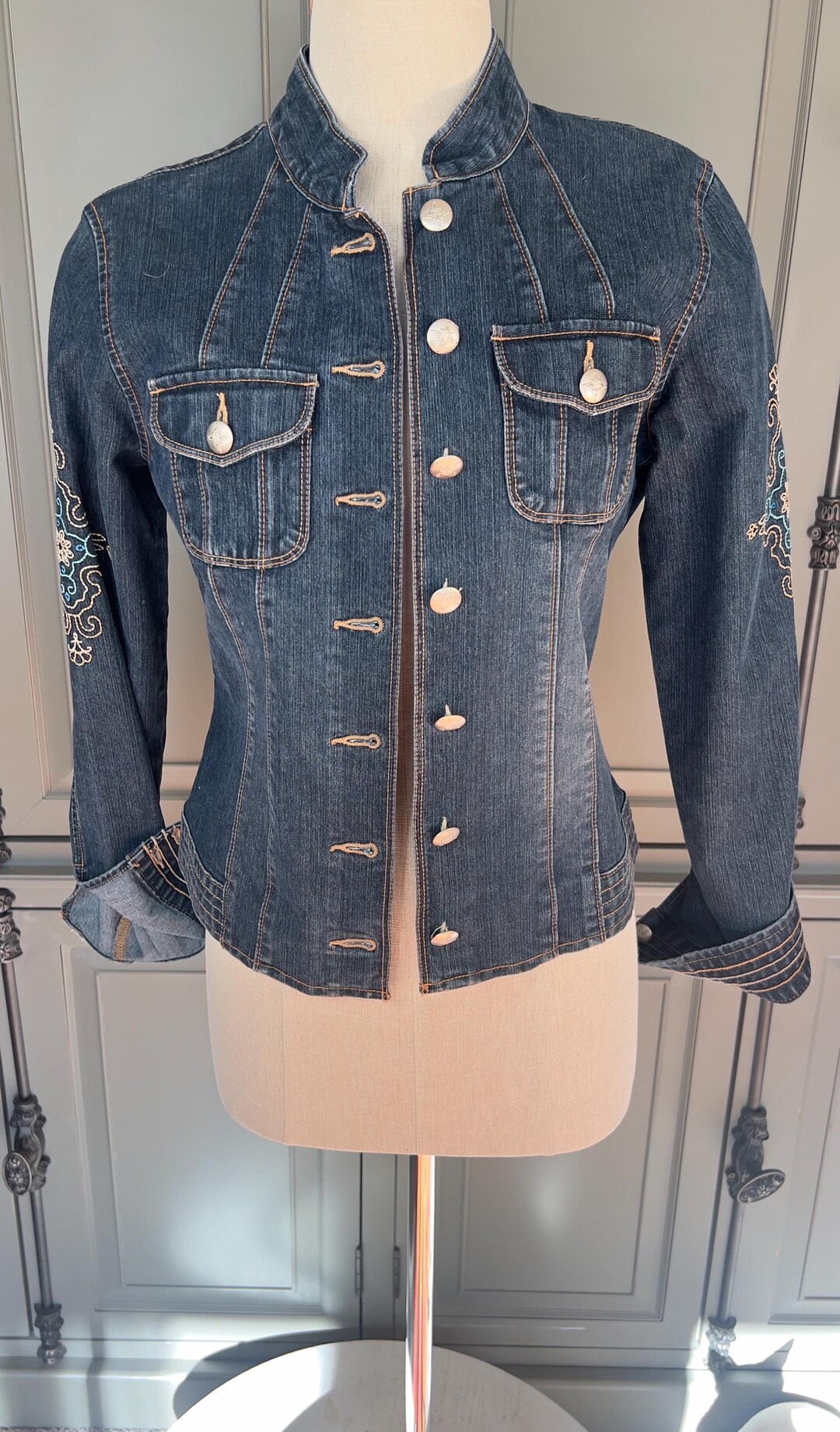 Badass Denim Jacket Fitted and Embroidered! Size 2/4 - Etsy