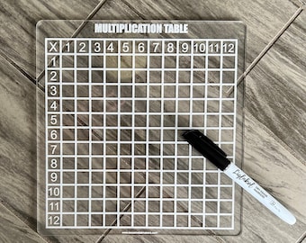 Dry Erase Multiplication Table Board Acrylic Reusable Washable Math ...