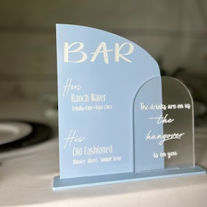 Acrylic Arched Double Bar Sign | Custom Bar Sign | Bar and Menu Sign ...