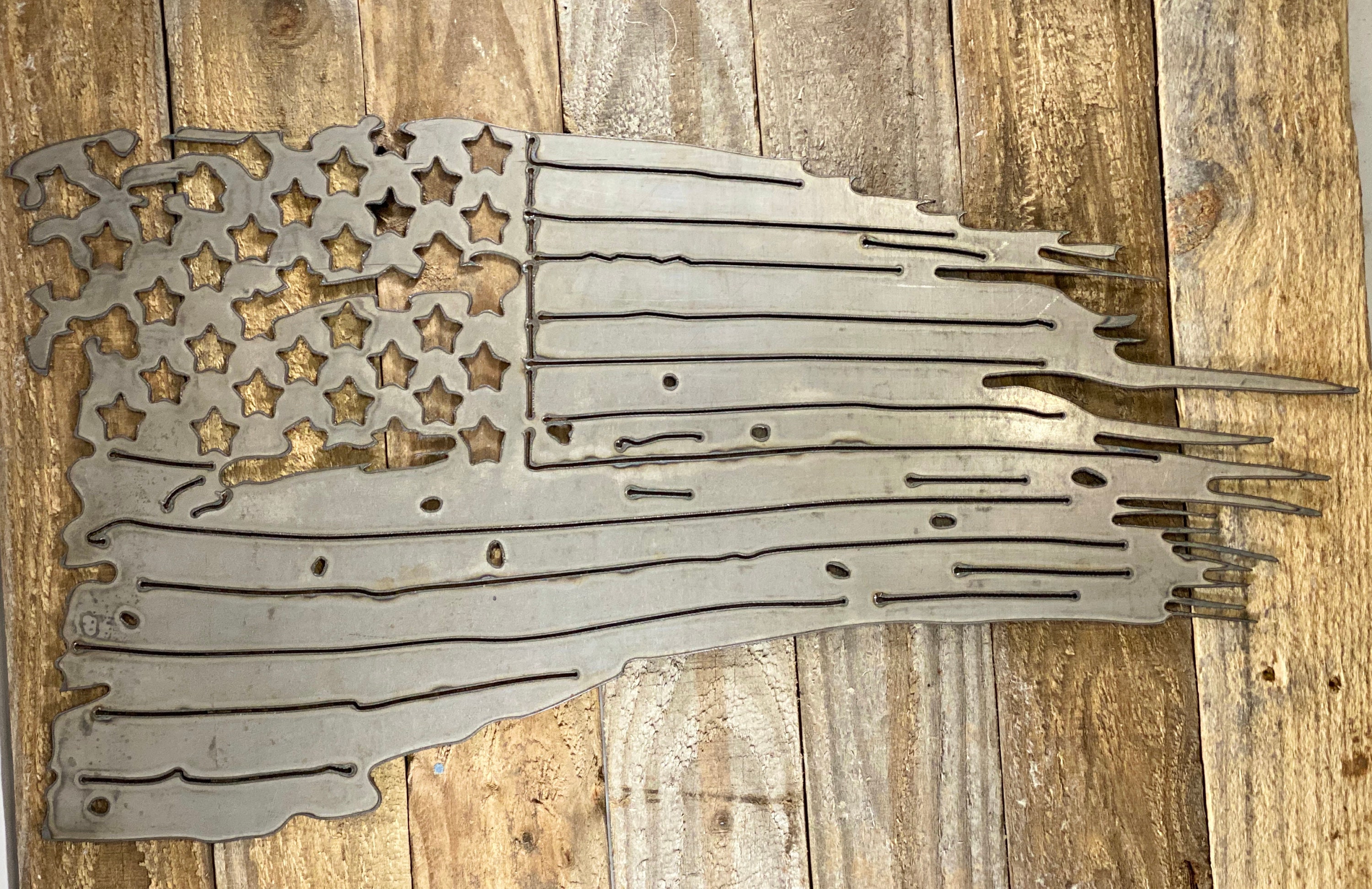 Tattered Thin Blue Line American Flag Custom Metal Wall Art 24" - Etsy