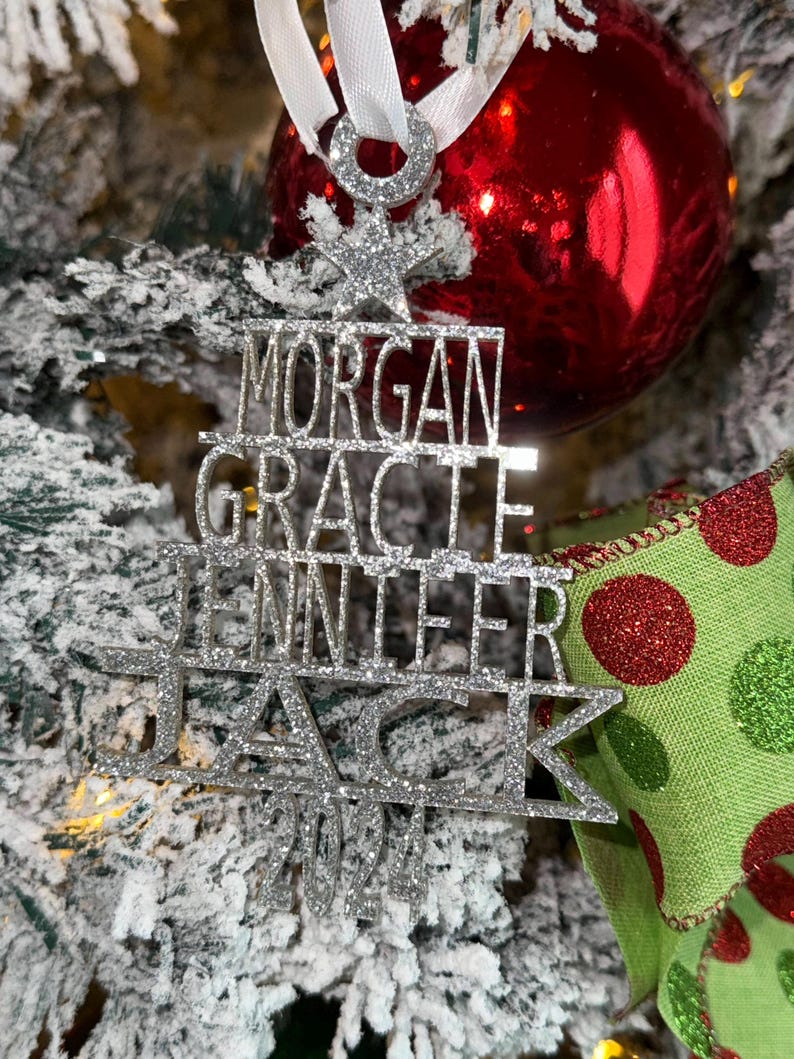 Custom Family Names Christmas Tree Ornament: Personalized Acrylic ...