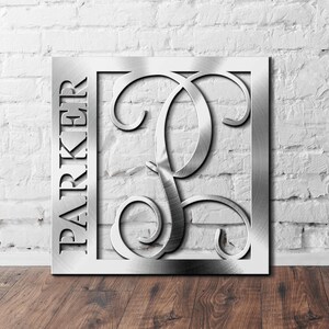 Last Name Monogram Sign, Last Name With Initial Monogram Sign, Custom ...