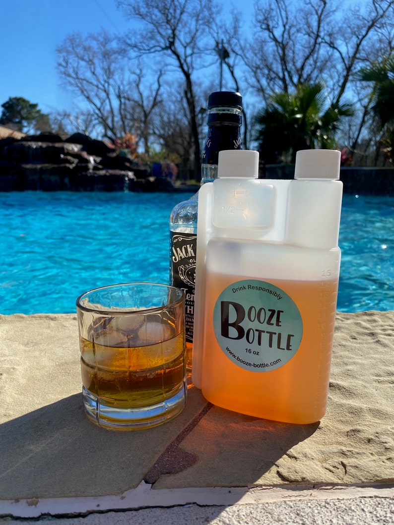 16 Oz Booze Bottle - the Ultimate Liquor Storage Flask & Shot Glass All ...