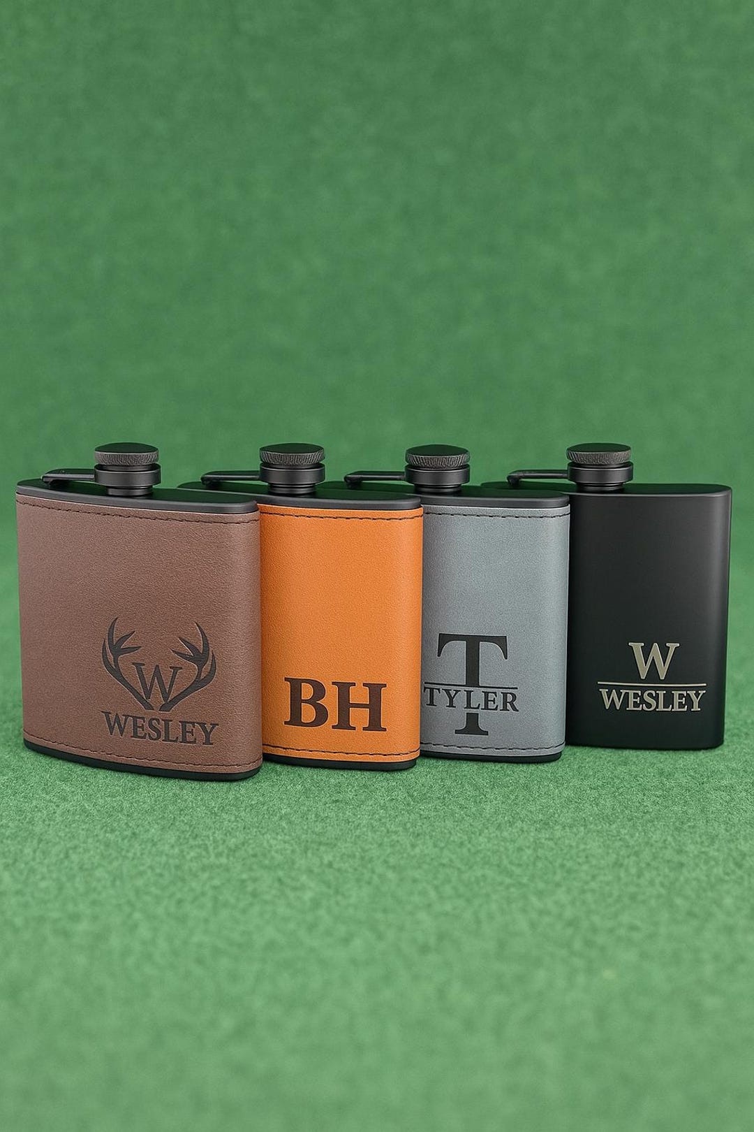 Personalized Leather Flask , Engraved Stainless Steel Flask, Leather ...