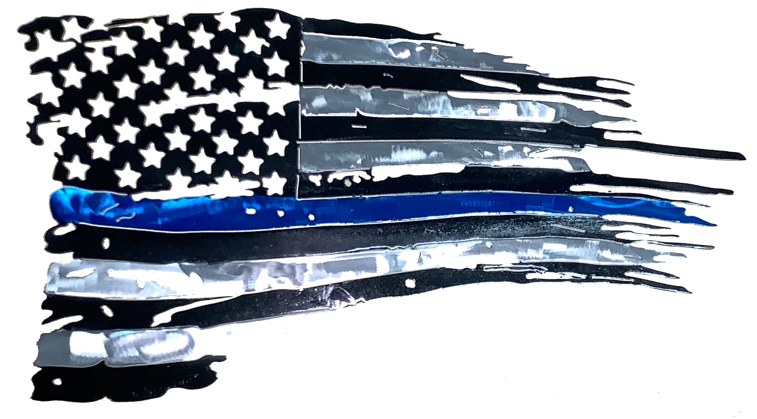Thin Blue Line Flag Torn Waving