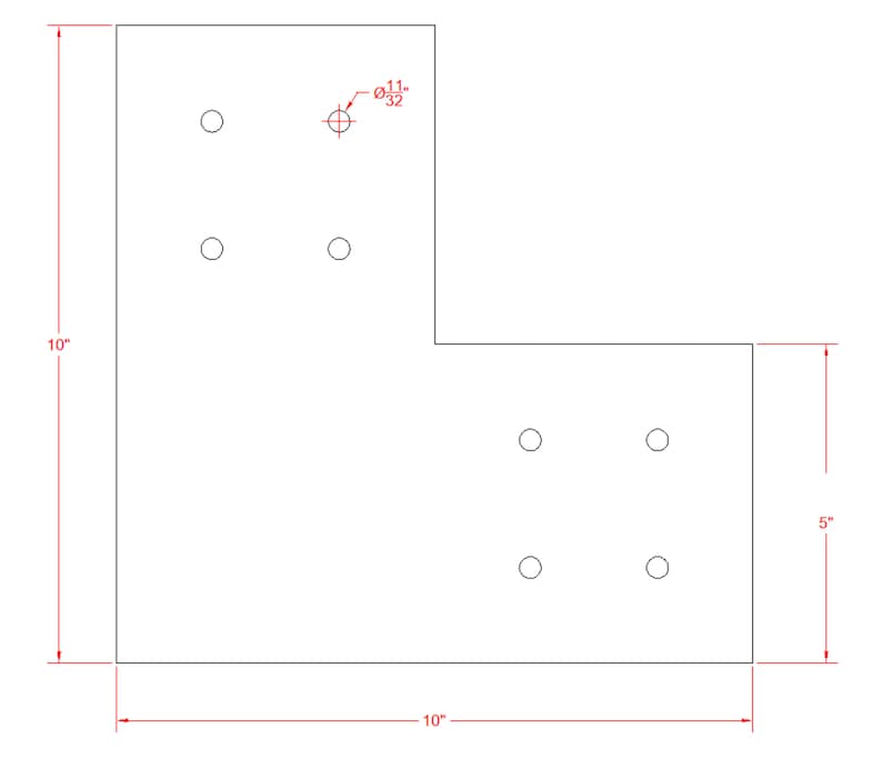 Structural Design L Bracket for 6x6 Post, 6x6 L Support Bracket ...