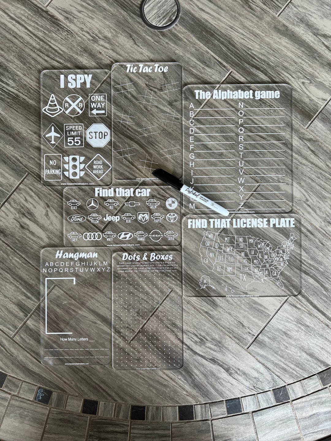 Acrylic Dry Erase Car Game Boards, Engraved Vehicle Travel Games, I Spy ...