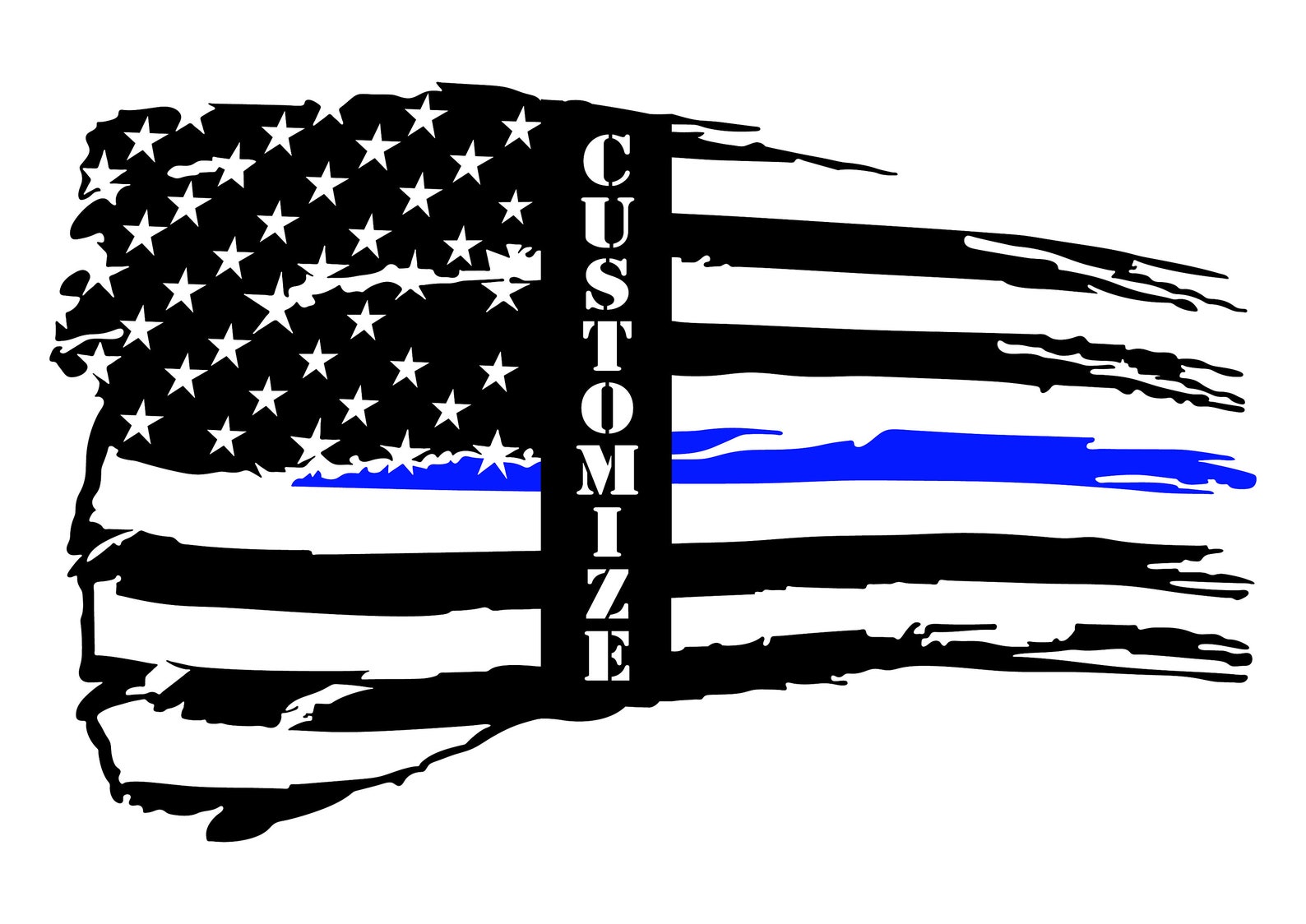 Personalized Tattered Thin Blue Line American Flag Custom Metal Wall ...