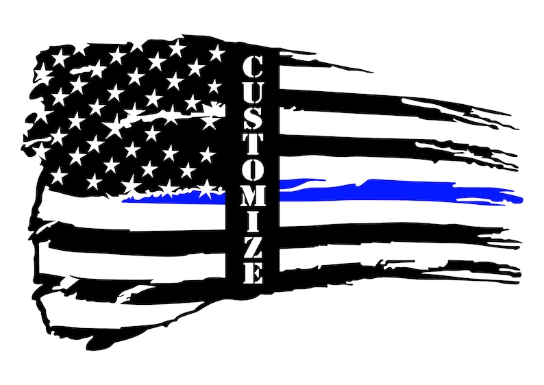 Personalized Tattered Thin Blue Line American Flag Custom - Etsy