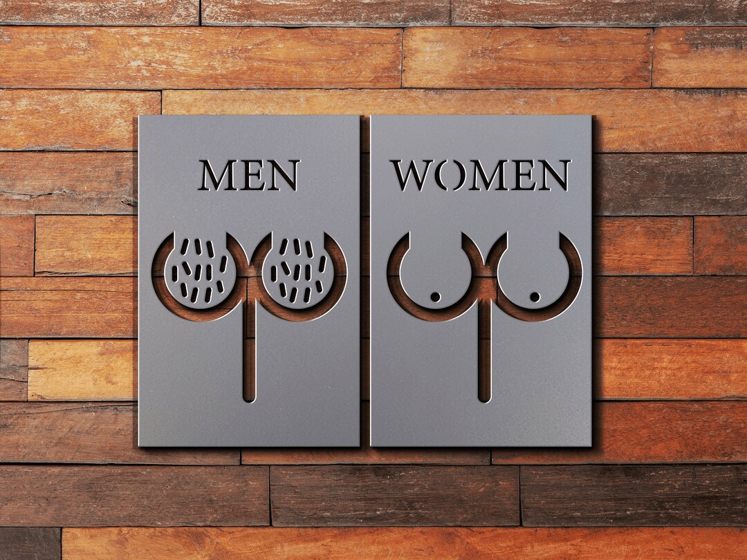 Modern Metal Restroom Sign: Men & Women, Steel Bathroom Decor - Etsy