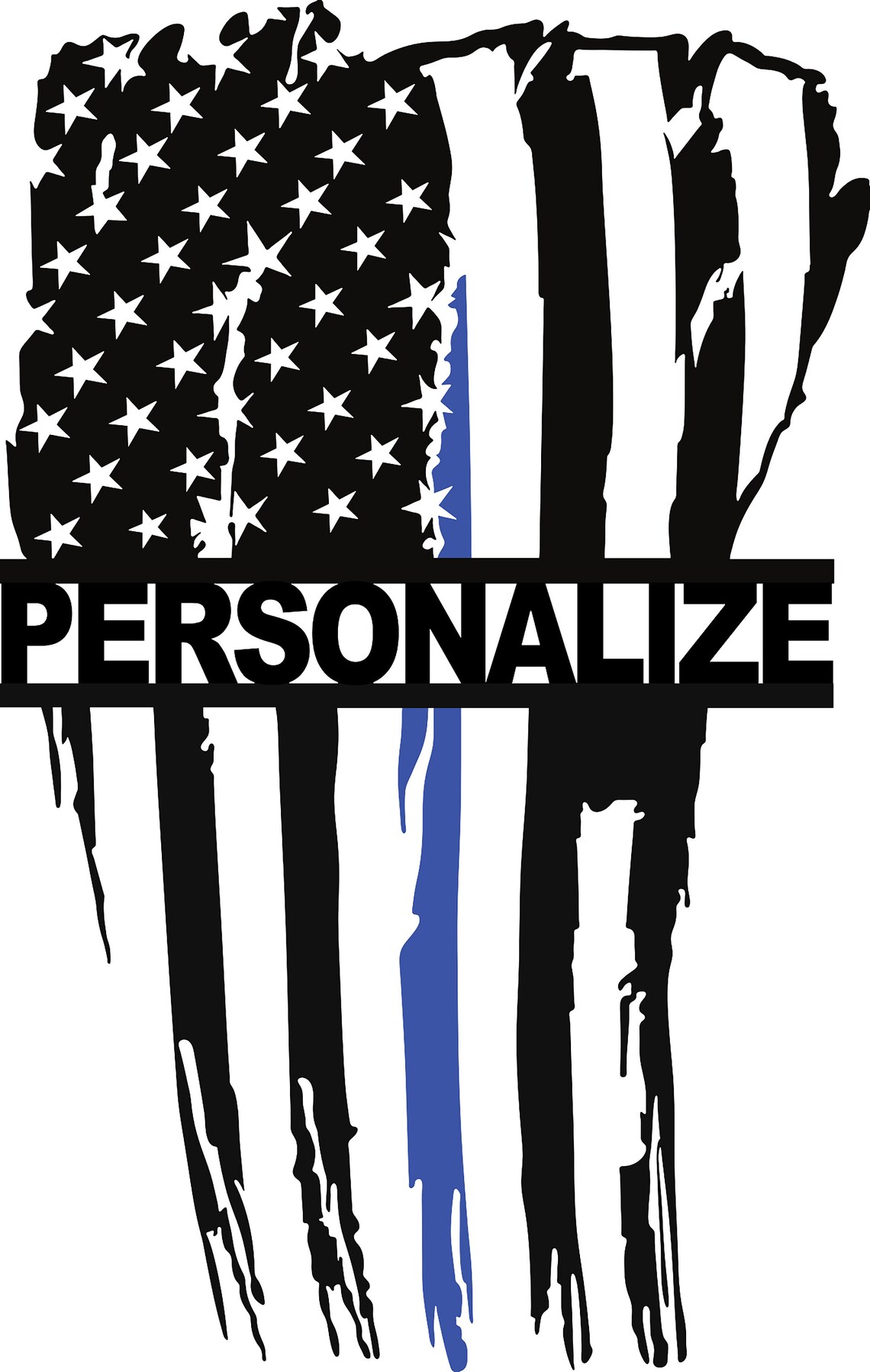 Personalized Vertical Tattered Thin Blue Line American Flag Custom ...