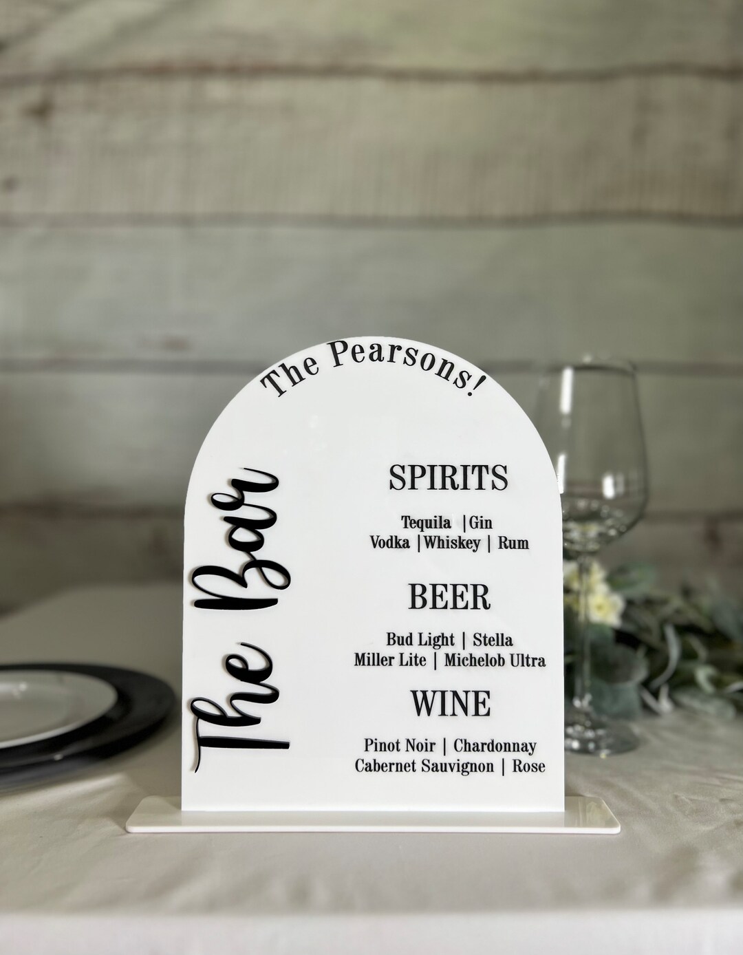 Acrylic Arched 3D Bar Sign | Custom Bar Sign | Bar and Menu Sign ...
