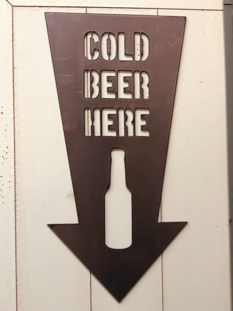 Cold Beer Here Metal Sign Man Cave Bar Sign Cold Beer Arrow - Etsy