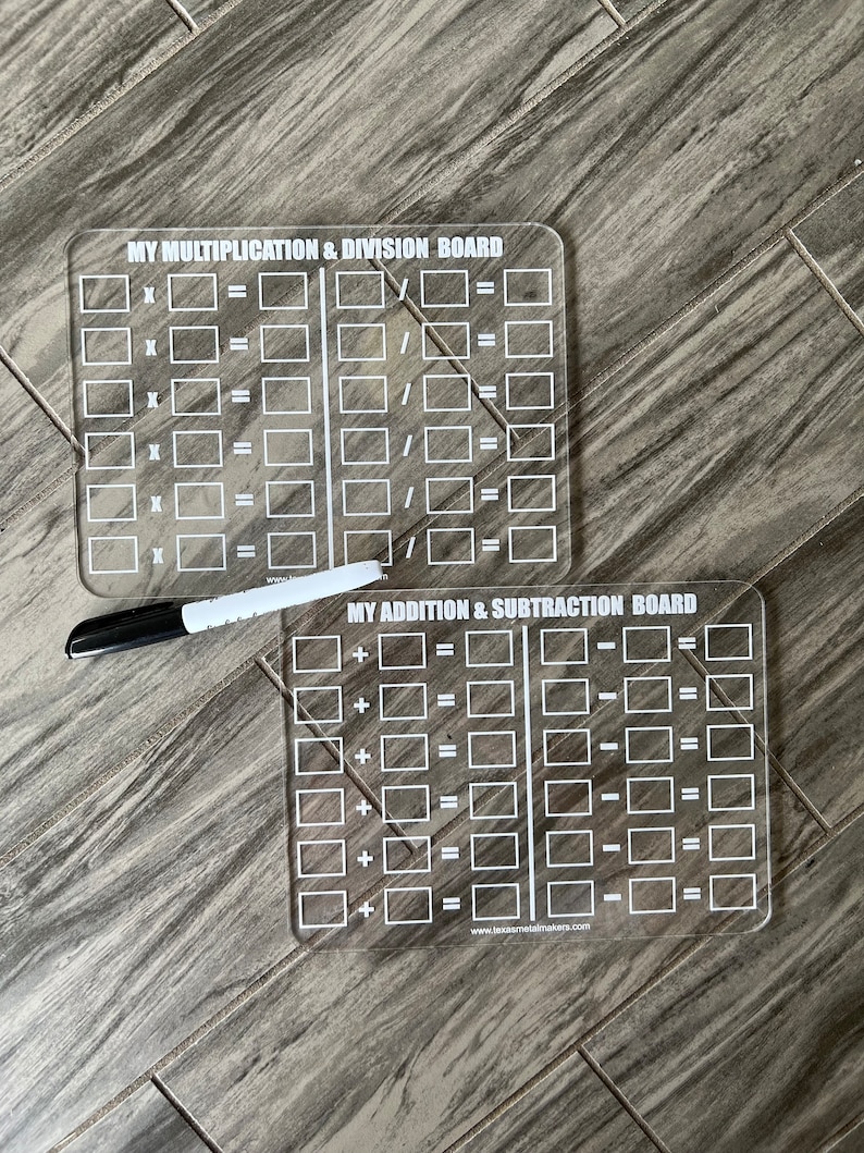 Acrylic Dry Erase Multiplication Table: Reusable Math Board - Etsy