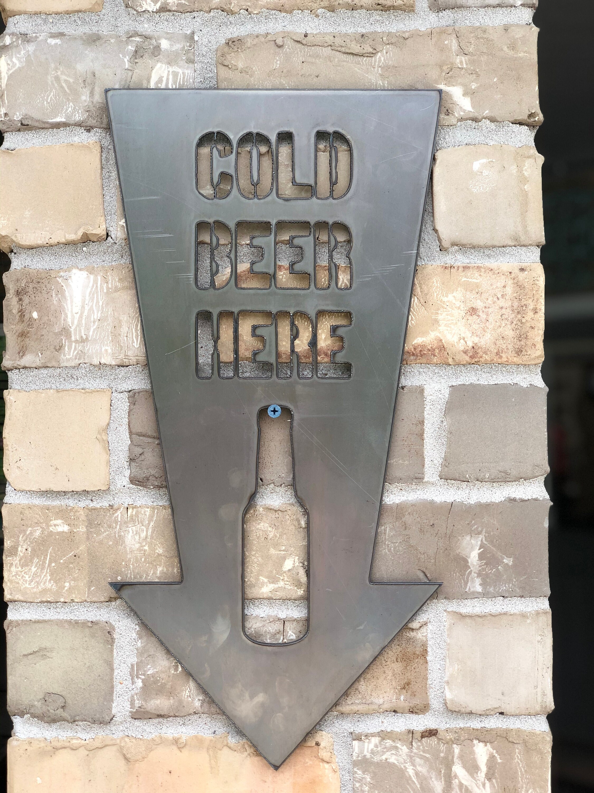 Cold Beer Here Metal Sign Man Cave Bar Sign Cold Beer Arrow | Etsy