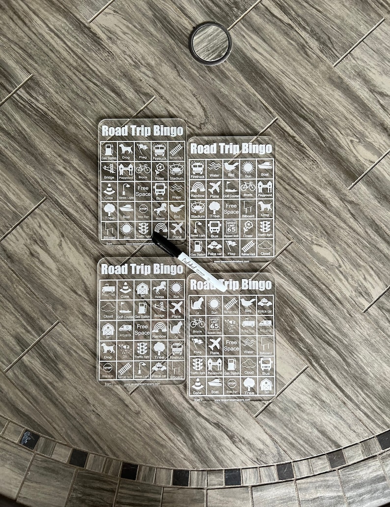 Acrylic Car Bingo Game: Road Trip Back Seat Bingo (set of 2 or 4) - Etsy