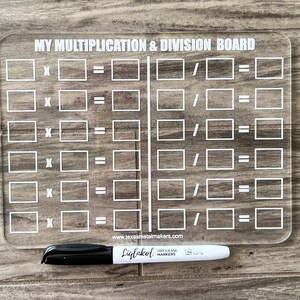 Dry Erase Multiplication Table Board Acrylic, Reusable Washable Math ...