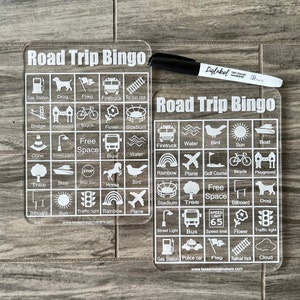 Acrylic Car Bingo Game, Dry Erase Back Seat Bingo Set of 2 or 4 Boards ...