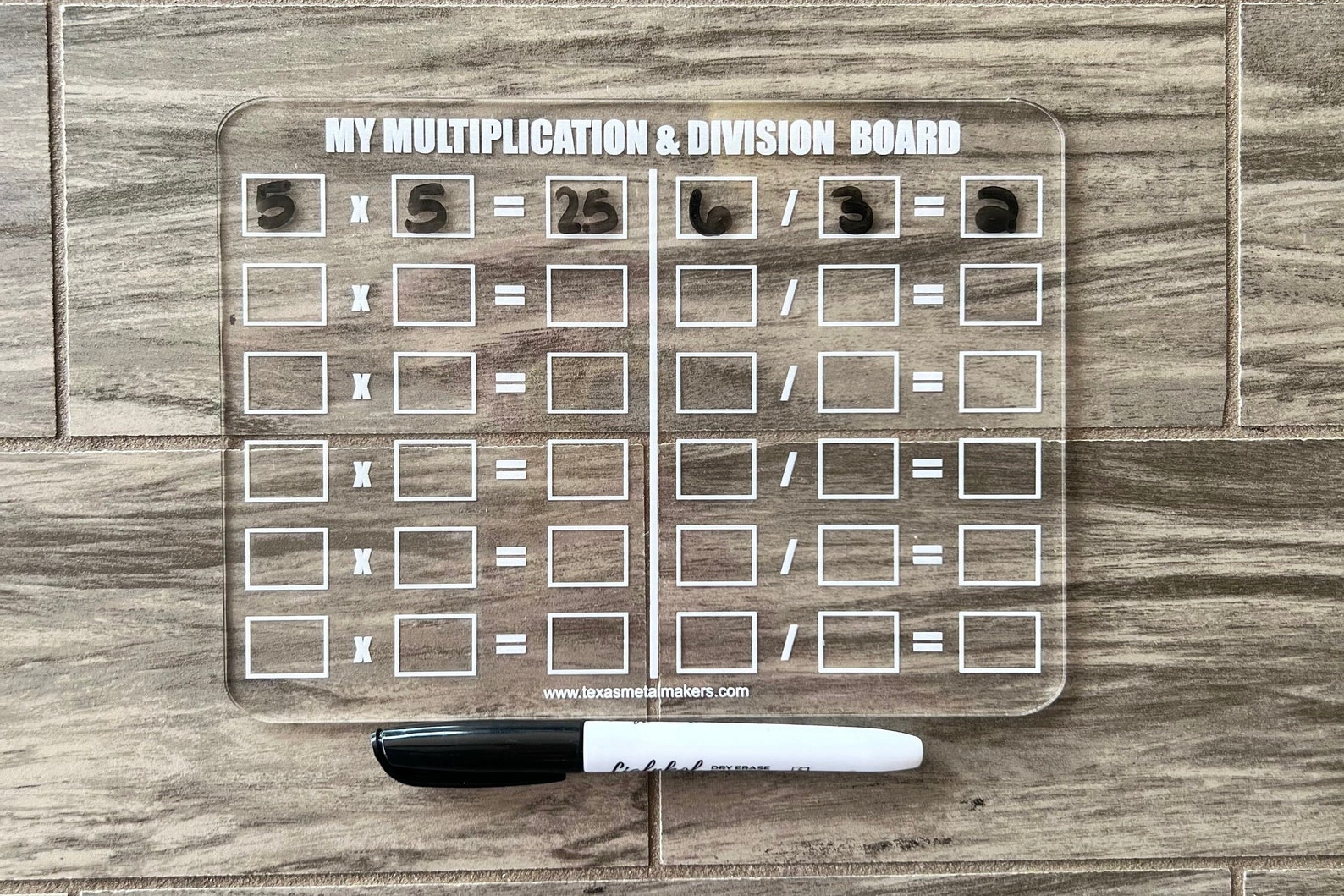 Dry Erase Multiplication Table Board Acrylic Reusable - Etsy