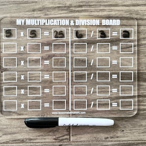 Dry Erase Multiplication Table Board Acrylic, Reusable Washable Math ...