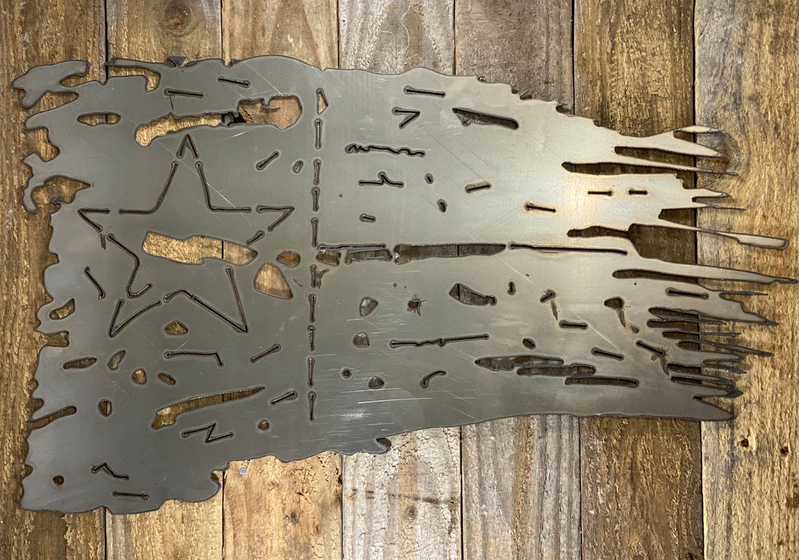 Tattered Texas Flag Custom Metal Wall Art 24" - Etsy
