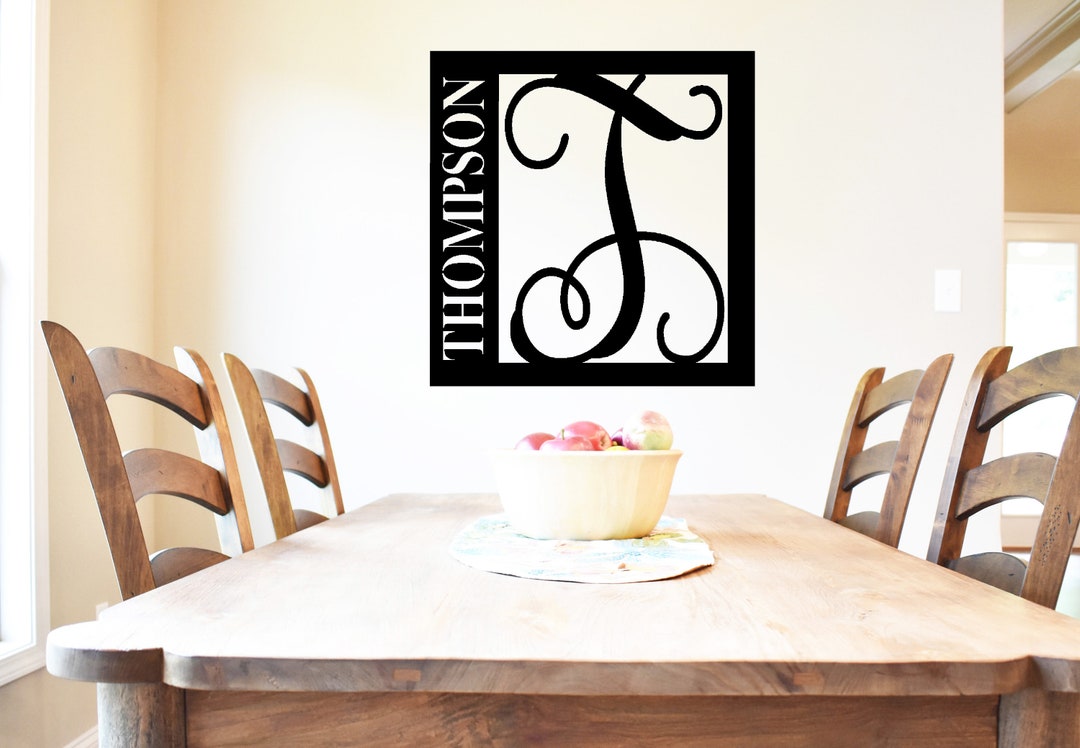 Last Name Monogram Sign, Last Name With Initial Monogram Sign, Custom ...