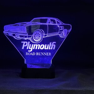 Plymouth Road Runner 3D LED Color Changing Desk Lamp, Night Light, Man ...