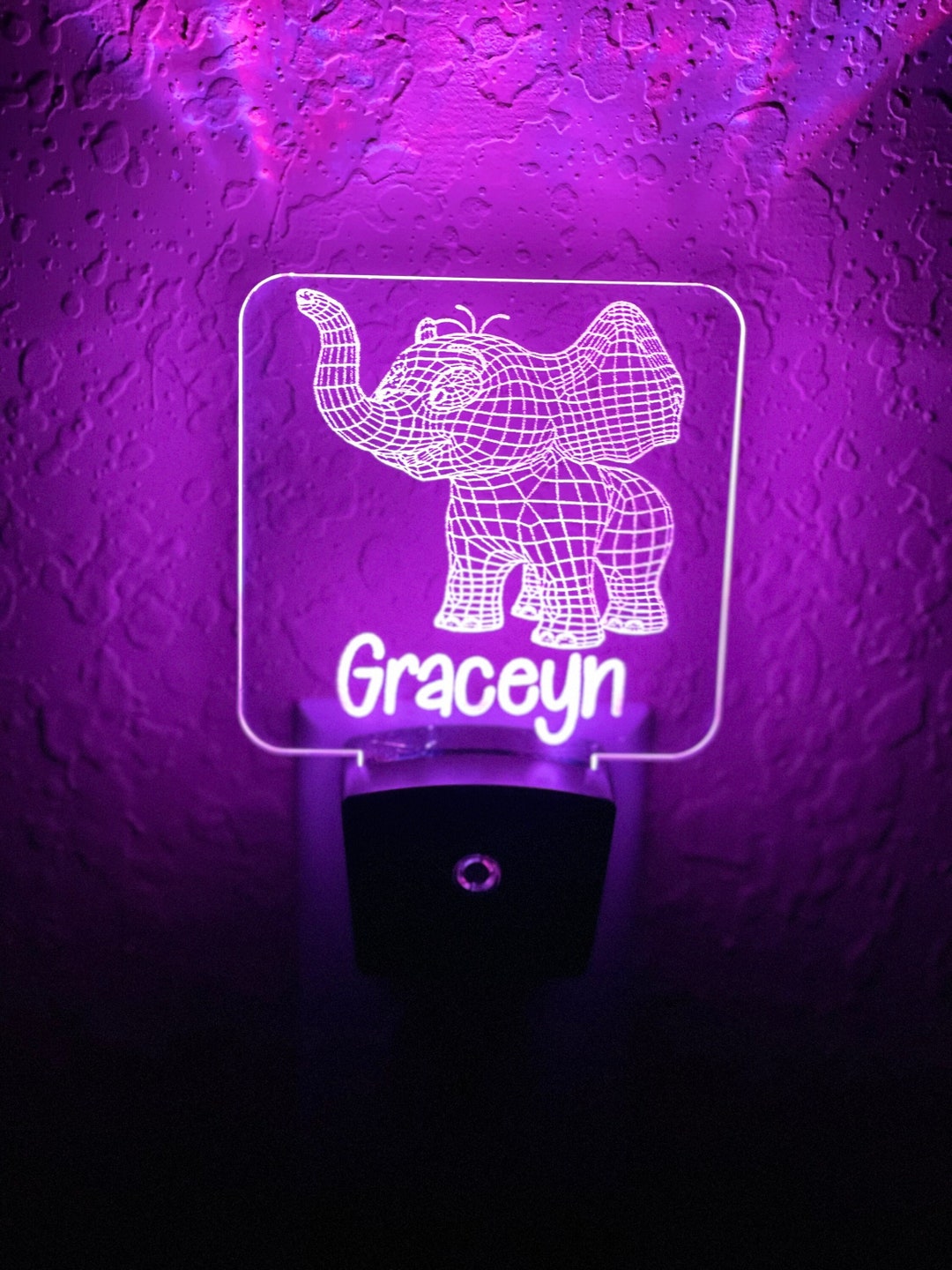 Personalized Baby Elephant LED Night Light: 7 Color Options - Etsy