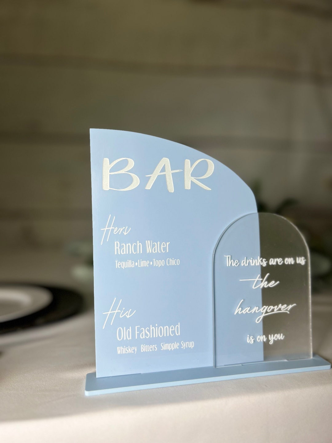 Acrylic Arched Double Bar Sign | Custom Bar Sign | Bar and Menu Sign ...