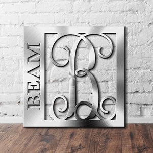 Last Name Monogram Sign, Last Name With Initial Monogram Sign, Custom ...