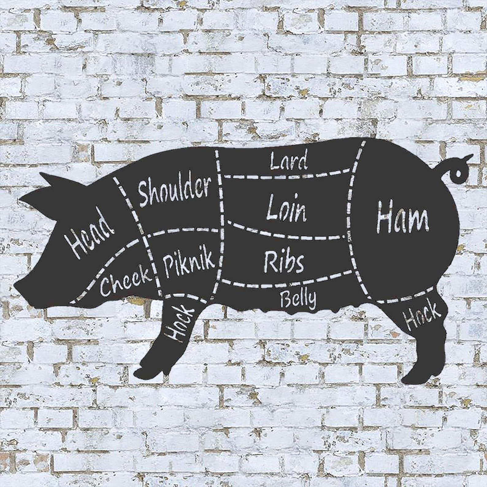 Pig Butcher Shop Sign Pig Pork Meat Chart Pork Butcher - Etsy Canada