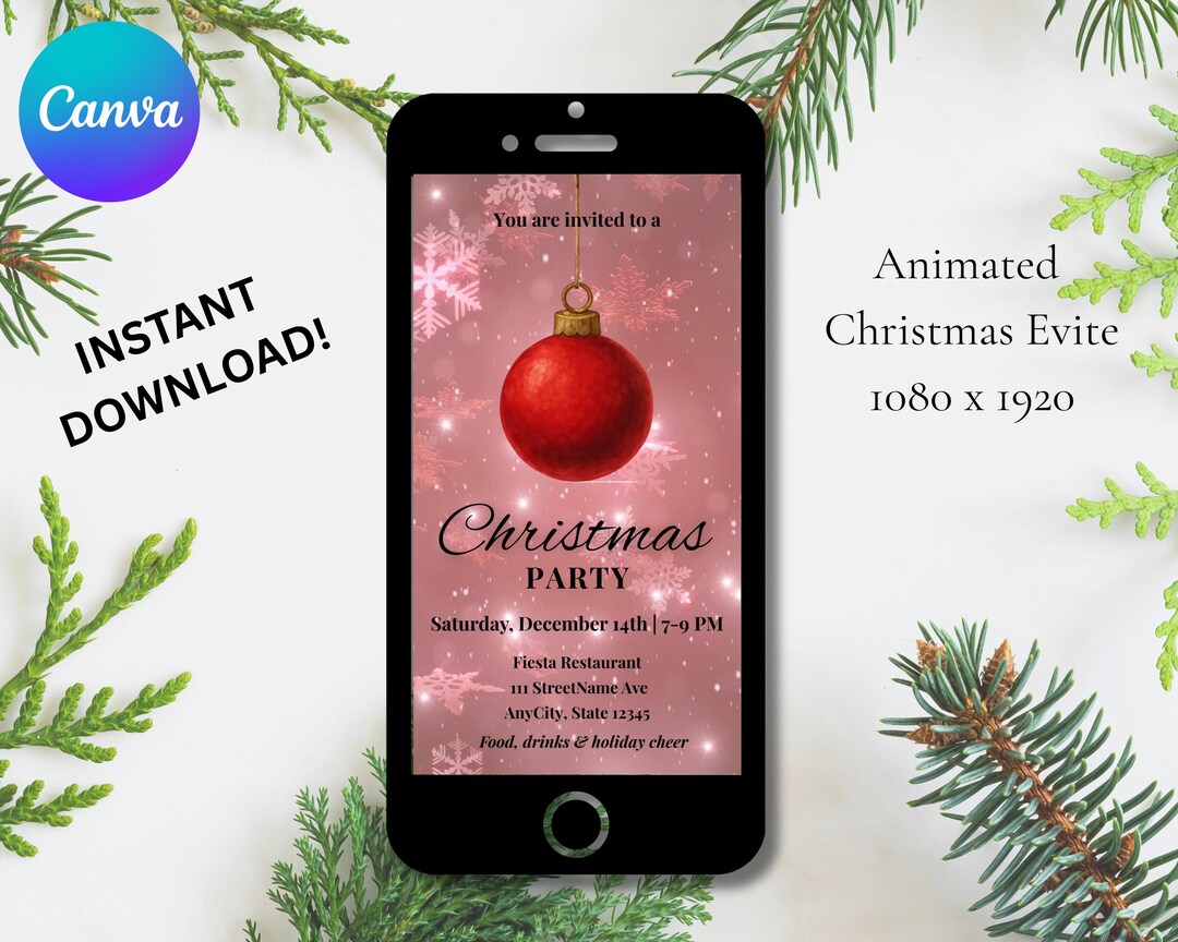 Animated Christmas Party Evite | Minimalist Holiday Video Invitation ...
