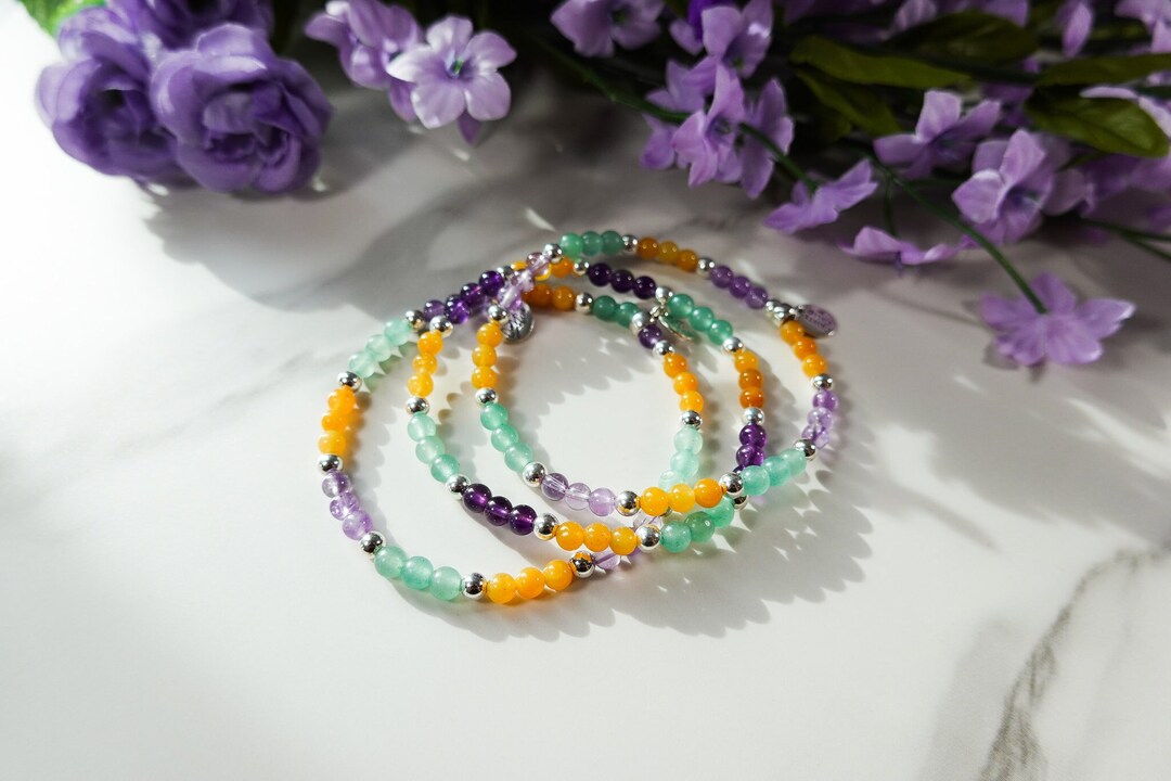 King Cake Signature Gemstone Stretch Bracelet by New Orleans Native ...