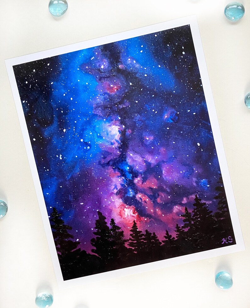 Milky Way Galaxy Art Print 8x10in Space Art Print Space - Etsy