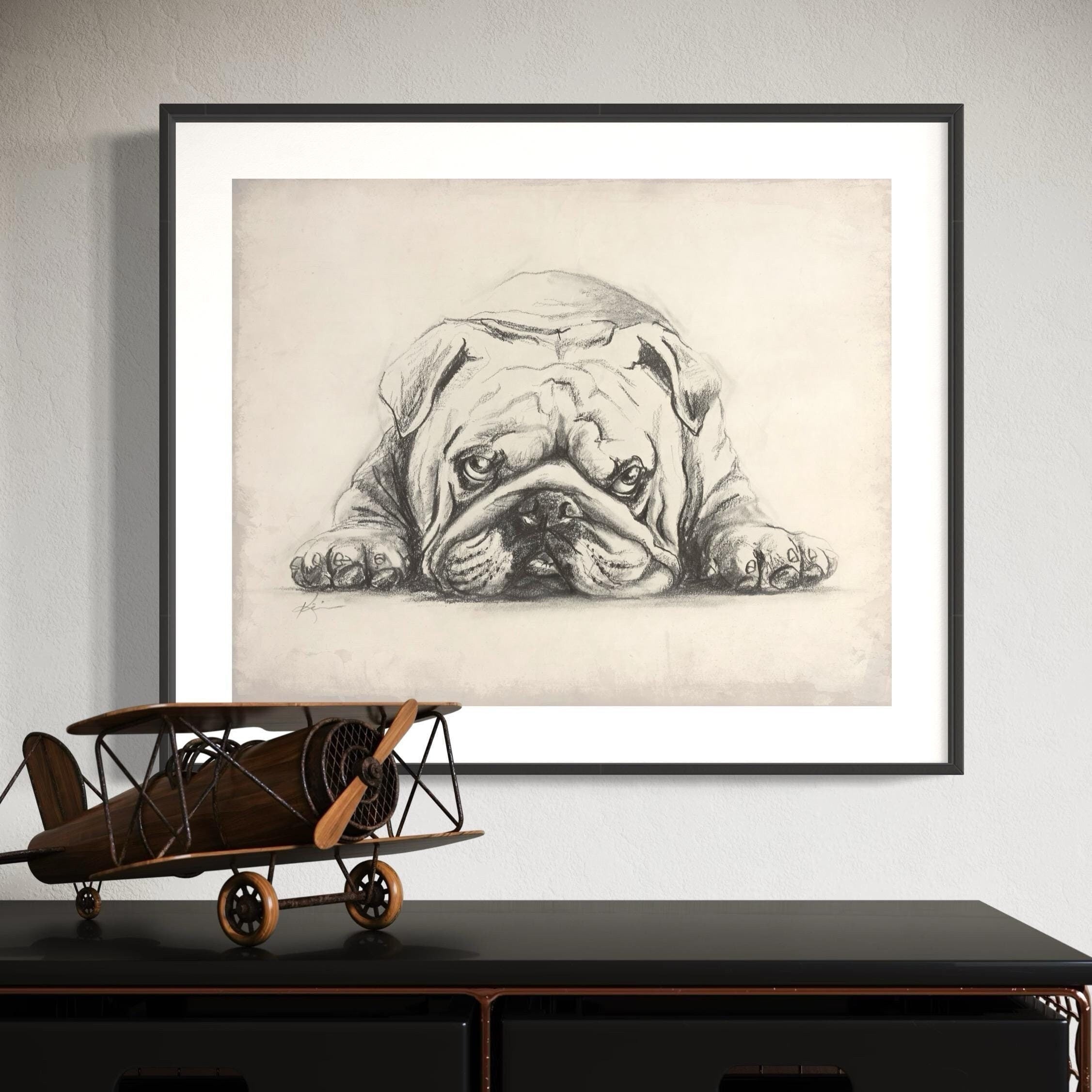 English Bulldog Drawing Dogs Characters Doodle Sticker English