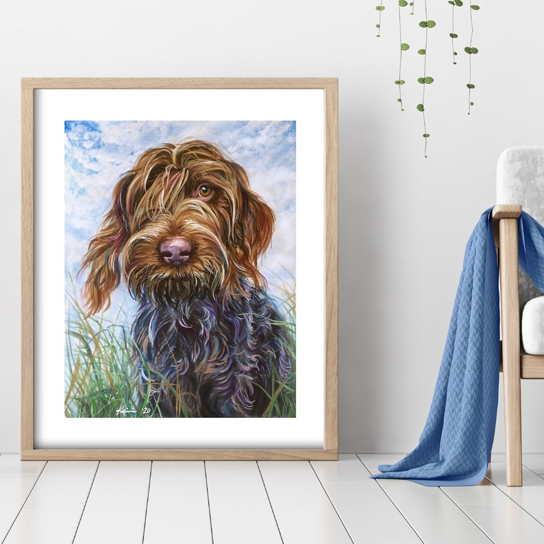 Wirehaired Pointing Griffon Art Print, Watercolor Dog Portrait - Etsy