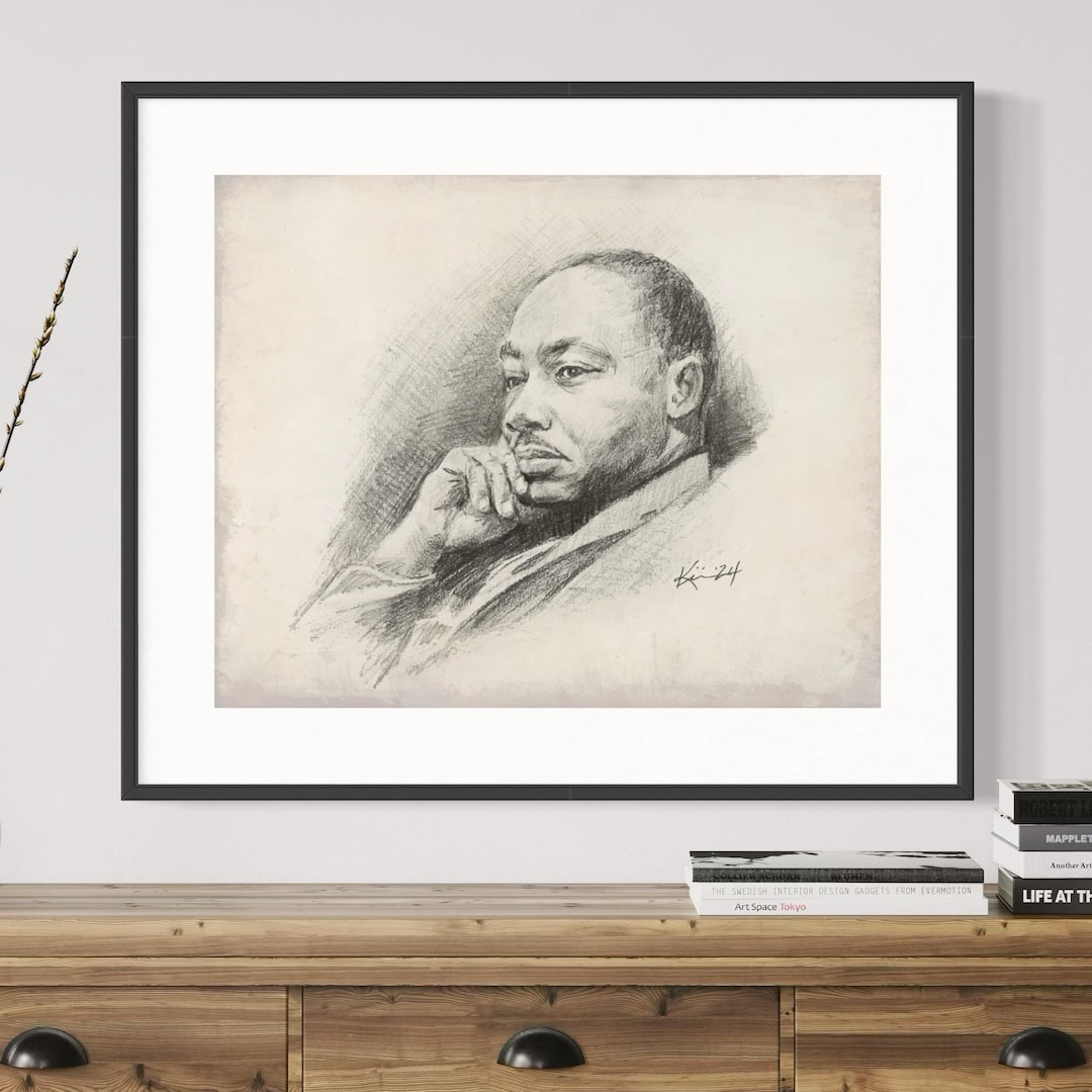 MLK Art Print, Martin Luther King Drawing, Dr. King Art, Civil Rights ...
