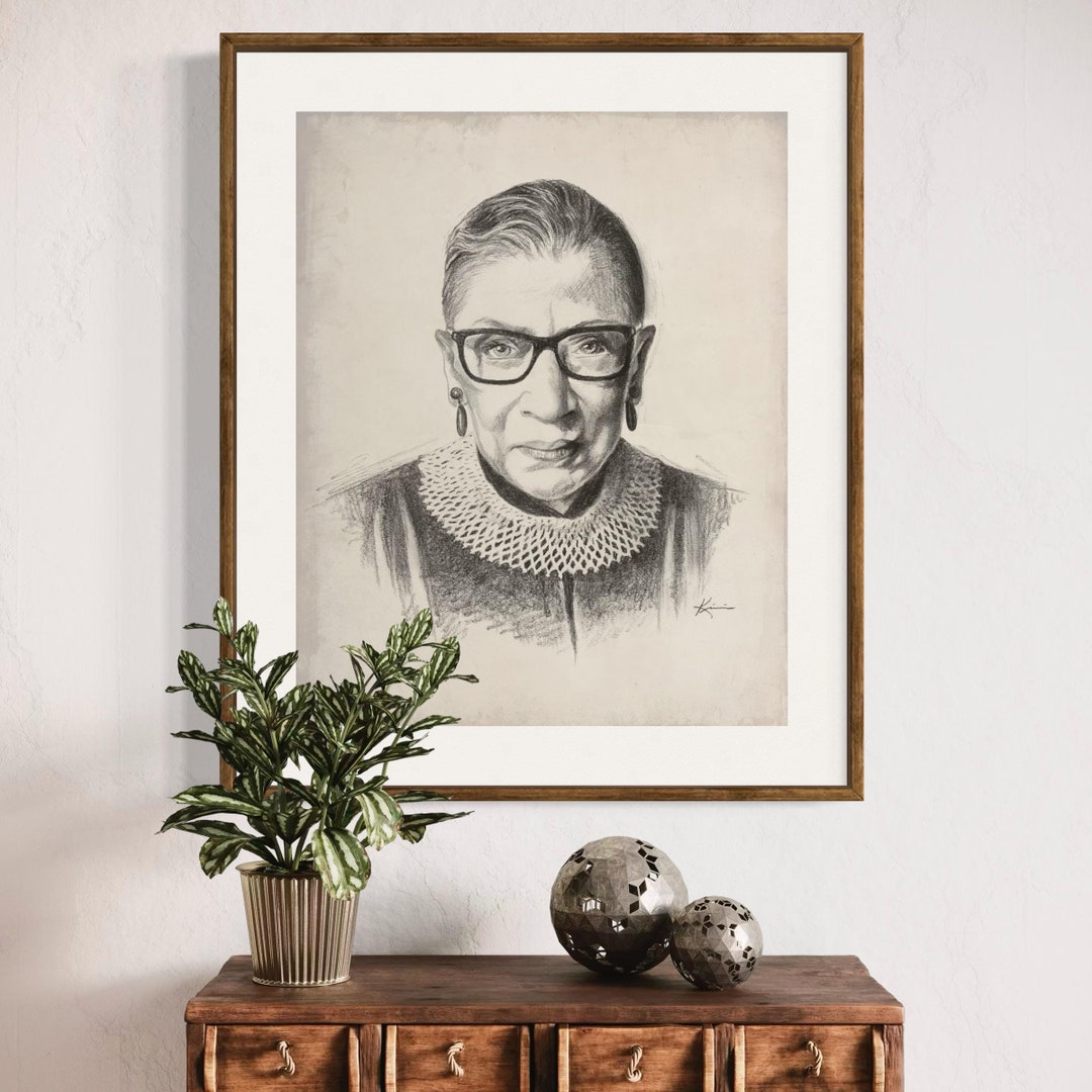 RBG Art Print, Ruth Bader Ginsburg Drawing, Justice Ginsburg Art, I ...