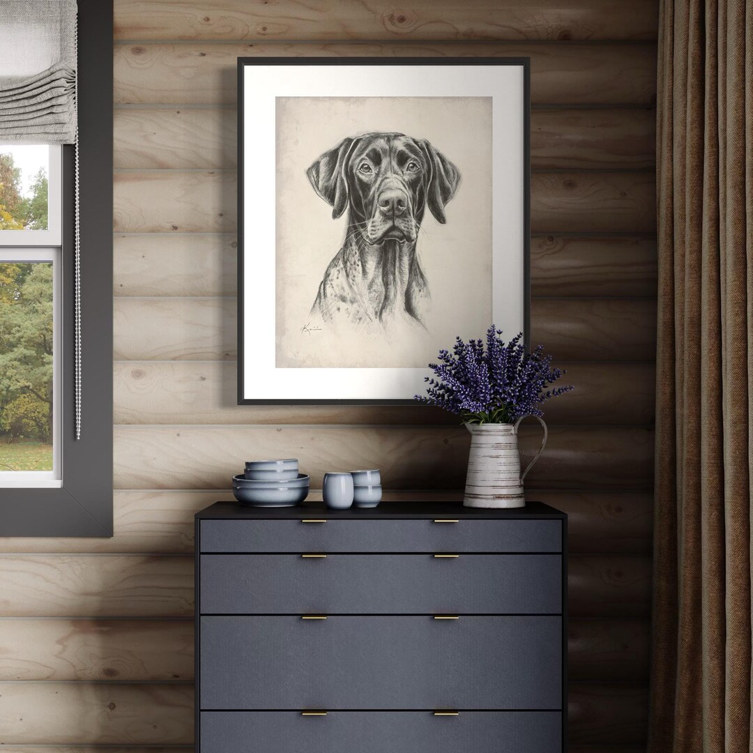 German Shorthaired Pointer Art Print, GSP Drawing, Hunting Dog Art ...