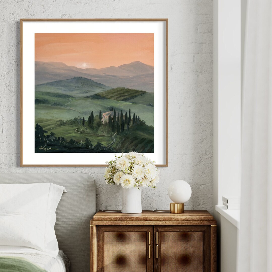 Tuscany Landscape Art Print, Tuscan Sun Oil Painting, Spring Scenery ...