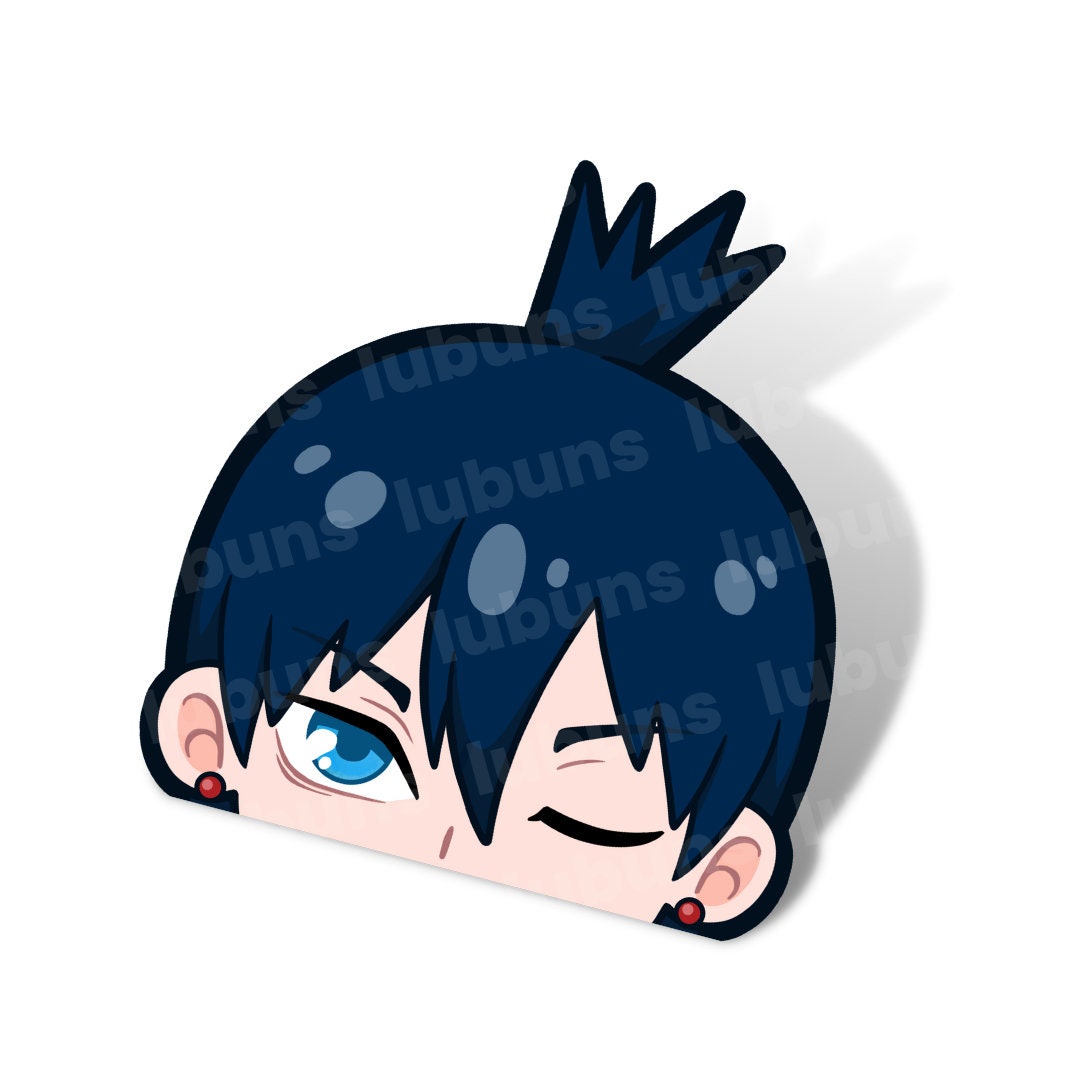 Topknot Guy Peeker | Spot Holo Anime Chibi Car Laptop Vinyl Decal ...