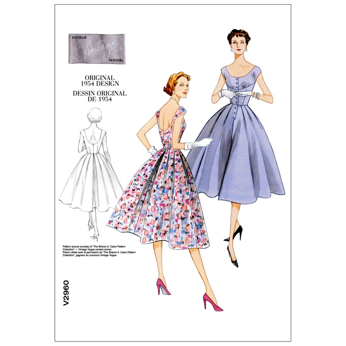 Vogue 2960, Misses’ Close-fitting, Low Neckline Dress, Size 4-10 ...
