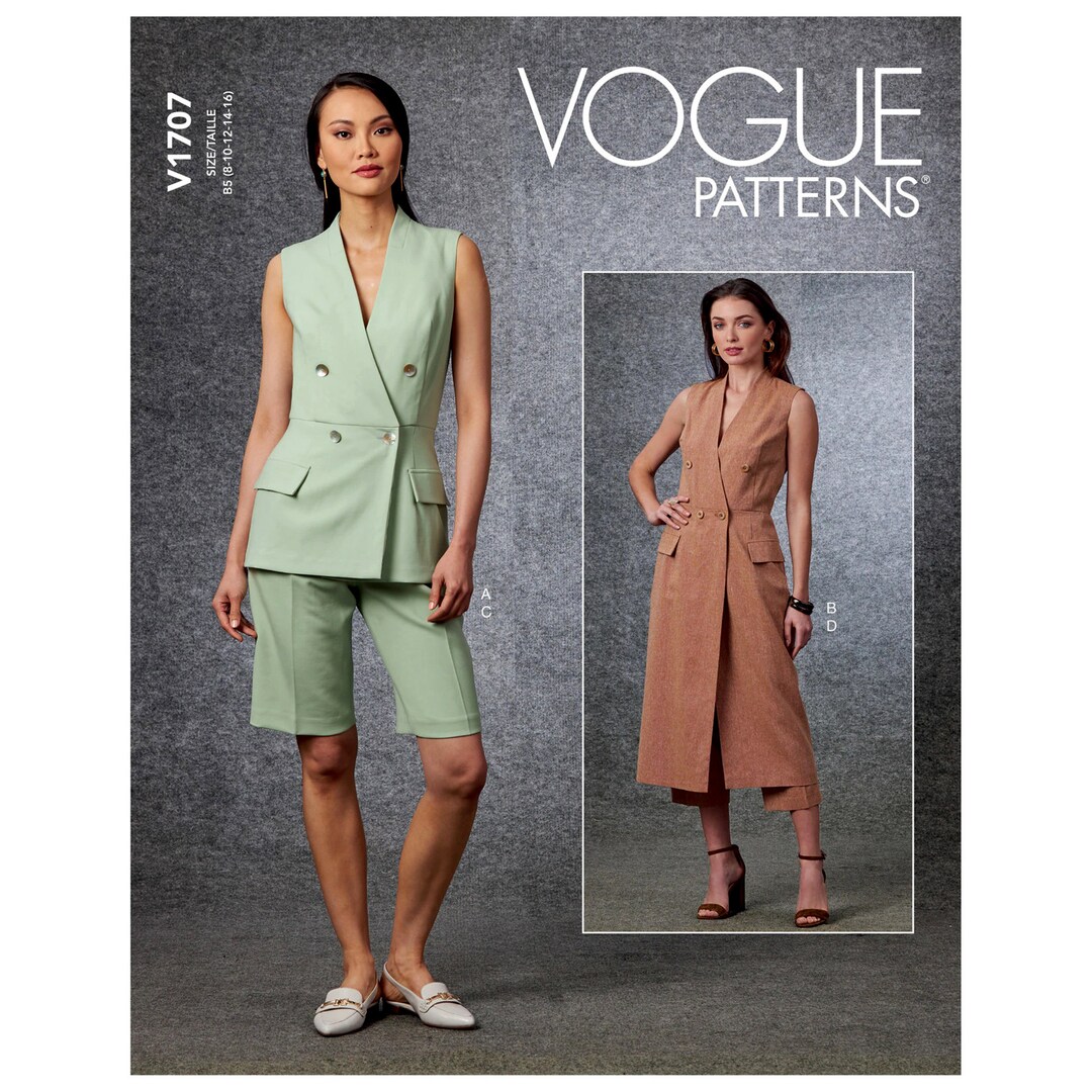 Vogue 1707, Misses’ Vest, Pants, and Shorts, Sizes: 8-10-12-14-16, and ...